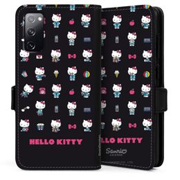 DeinDesign Galaxy S20 Handy Klapph&uuml;lle Handyh&uuml;lle aus Kunst Leder schwarz Flip Case Kindheit Merchandise Hello Kitty Sideflip mit Lasche