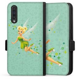 DeinDesign Galaxy A50 Handy Klapph&uuml;lle Handyh&uuml;lle aus Kunst Leder schwarz Flip Case Tinkerbells Disney Official Licensed Product Sideflip mit Lasche
