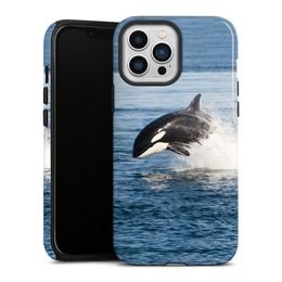 DeinDesign iPhone 13 Pro Max Handy Panzer Handyh&uuml;lle robuste Outdoor H&uuml;lle Schutzh&uuml;lle gl&auml;nzend Orca Ocean Wale Tough Case