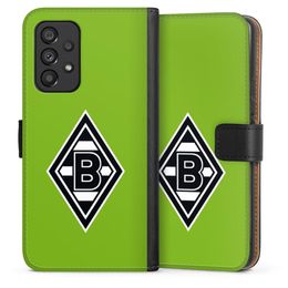 DeinDesign Galaxy A53 5G Handy Klapph&uuml;lle Handyh&uuml;lle aus Kunst Leder schwarz Flip Case Borussia M&ouml;nchengladbach Soccer Gladbach Sideflip mit langer Lasche