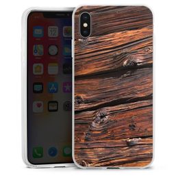DeinDesign iPhone Xs Max Handy Silikon H&uuml;lle Case transparent Handyh&uuml;lle Beams Wood Wooden Look Silikon Case