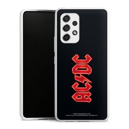 DeinDesign Galaxy A53 5G Handy Silikon H&uuml;lle Case wei&szlig; Handyh&uuml;lle Official Licensed Product Acdc Logo Silikon Case
