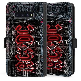 DeinDesign Galaxy S10 Plus Handy Klapph&uuml;lle Handyh&uuml;lle aus Kunst Leder schwarz Flip Case Merchandise Acdc Official Licensed Product Sideflip mit Lasche