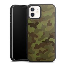 DeinDesign iPhone 12 Handy Gallery Case Handyh&uuml;lle 9H Geh&auml;rtetes Glas R&uuml;ckseite H&uuml;lle Camouflage Tarnmuster Army Gallery Case