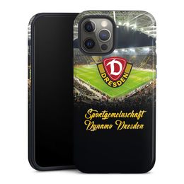 DeinDesign iPhone 12 Pro Max Handy Panzer Handyh&uuml;lle robuste Outdoor H&uuml;lle Schutzh&uuml;lle gl&auml;nzend Sg Dynamo Dresden Sgd Official Licensed Product Tough Case