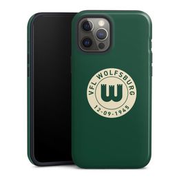 DeinDesign iPhone 12 Pro Max Handy Panzer Handyh&uuml;lle robuste Outdoor H&uuml;lle Schutzh&uuml;lle gl&auml;nzend 80 Jahre Official Licensed Product Vfl Wolfsburg Tough Case