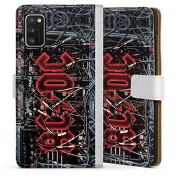 DeinDesign Galaxy A41 Handy Klapph&uuml;lle Handyh&uuml;lle aus Kunst Leder wei&szlig; Flip Case Merchandise Acdc Official Licensed Product Sideflip mit Lasche