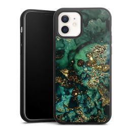 DeinDesign iPhone 12 Handy Gallery Case Handyh&uuml;lle 9H Geh&auml;rtetes Glas R&uuml;ckseite H&uuml;lle Marble Muster Glitzer Gallery Case