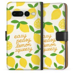 DeinDesign Google Pixel 7 Pro Handy Klapph&uuml;lle Handyh&uuml;lle aus Kunst Leder schwarz Flip Case Spruch Statement Lemon Sideflip mit langer Lasche
