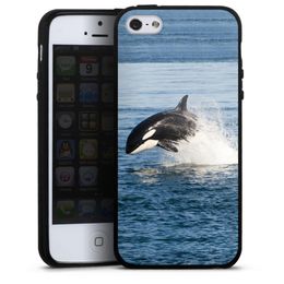 DeinDesign iPhone SE (2016-2019) Handy Silikon H&uuml;lle Case schwarz Handyh&uuml;lle Orca Wale Ocean