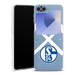 DeinDesign Galaxy Z Flip 6 Handy Hard Case Schutzh&uuml;lle transparent Smartphone Handy H&uuml;lle Fc Schalke 04 Bundesliga Stripes Hard Case