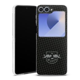 DeinDesign Galaxy Z Flip 6 Handy Hard Case Schutzh&uuml;lle transparent Smartphone Handy H&uuml;lle Rb Leipzig Carbon Metallic Look Hard Case