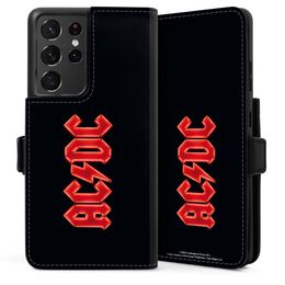 DeinDesign Galaxy S21 Ultra 5G Handy Klapph&uuml;lle Handyh&uuml;lle aus Kunst Leder schwarz Flip Case Official Licensed Product Acdc Logo Sideflip mit Lasche