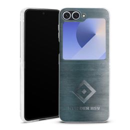 DeinDesign Galaxy Z Flip 7 FE Handy Hard Case Schutzh&uuml;lle transparent Smartphone Handy H&uuml;lle Hsv Metallic Look Hamburger Sv Hard Case