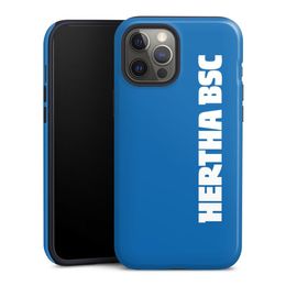 DeinDesign iPhone 12 Pro Max Handy Panzer Handyh&uuml;lle robuste Outdoor H&uuml;lle Schutzh&uuml;lle gl&auml;nzend Blue Hertha Bsc Soccer Tough Case