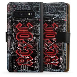 DeinDesign Galaxy S10 Handy Klapph&uuml;lle Handyh&uuml;lle aus Kunst Leder schwarz Flip Case Merchandise Acdc Official Licensed Product Sideflip mit Lasche