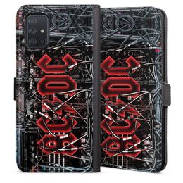DeinDesign Galaxy A71 Handy Klapph&uuml;lle Handyh&uuml;lle aus Kunst Leder schwarz Flip Case Merchandise Acdc Official Licensed Product Sideflip mit Lasche