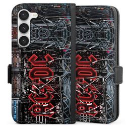 DeinDesign Galaxy S23 Handy Klapph&uuml;lle Handyh&uuml;lle aus Kunst Leder schwarz Flip Case Merchandise Acdc Official Licensed Product Sideflip mit Lasche