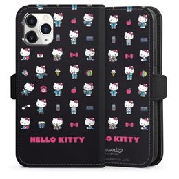 DeinDesign iPhone 11 Pro Handy Klapph&uuml;lle Handyh&uuml;lle aus Kunst Leder schwarz Flip Case Kindheit Merchandise Hello Kitty Sideflip mit Lasche
