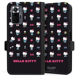 DeinDesign Xiaomi Redmi Note 10 Pro Handy Klapph&uuml;lle Handyh&uuml;lle aus Kunst Leder schwarz Flip Case Kindheit Merchandise Hello Kitty Sideflip mit langer Lasche