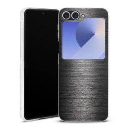 DeinDesign Galaxy Z Flip 7 FE Handy Hard Case Schutzh&uuml;lle transparent Smartphone Handy H&uuml;lle Metal Metallic Look Anthracite Hard Case