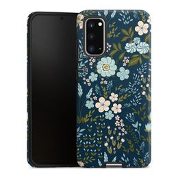 DeinDesign Galaxy S20 Handy Panzer Handyh&uuml;lle robuste Outdoor H&uuml;lle Schutzh&uuml;lle matt Blue Muster Flowers Tough Case