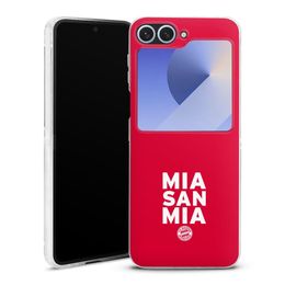 DeinDesign Galaxy Z Flip 6 Handy Hard Case Schutzh&uuml;lle transparent Smartphone Handy H&uuml;lle Fc Bayern M&uuml;nchen Mia San Mia Fcb Hard Case