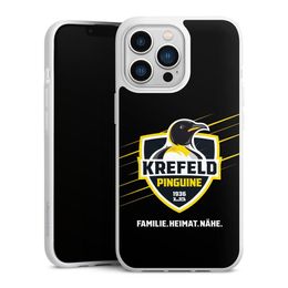 DeinDesign iPhone 13 Pro Handy Silikon H&uuml;lle Case wei&szlig; Handyh&uuml;lle Sports Krefeld Pinguine Ice Hockey Silikon Case
