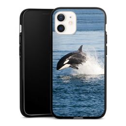 DeinDesign iPhone 12 mini Handy Silikon H&uuml;lle Case schwarz Handyh&uuml;lle Orca Ocean Wale