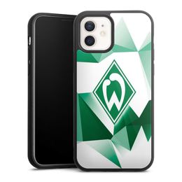 DeinDesign iPhone 12 Handy Gallery Case Handyh&uuml;lle 9H Geh&auml;rtetes Glas R&uuml;ckseite H&uuml;lle Tarnmuster Official Licensed Product Sv Werder Bremen Gallery Case