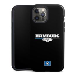 DeinDesign iPhone 12 Pro Max Handy Panzer Handyh&uuml;lle robuste Outdoor H&uuml;lle Schutzh&uuml;lle gl&auml;nzend Hamburg Official Licensed Product Hsv Tough Case