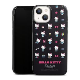 DeinDesign iPhone 13 Mini Handy Slim Case extra d&uuml;nn Silikon Handyh&uuml;lle schwarz H&uuml;lle Kindheit Merchandise Hello Kitty Silikon Slim Case