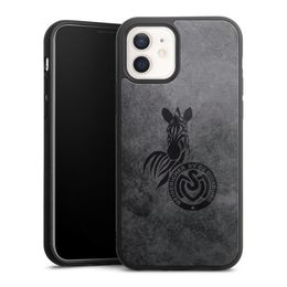 DeinDesign iPhone 12 Handy Gallery Case Handyh&uuml;lle 9H Geh&auml;rtetes Glas R&uuml;ckseite H&uuml;lle Official Licensed Product Msv Duisburg Zebra Gallery Case