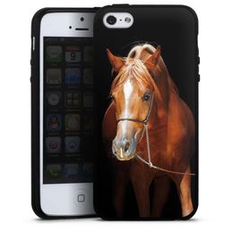 DeinDesign iPhone SE (2016-2019) Handy Silikon H&uuml;lle Case schwarz Handyh&uuml;lle Horse Mare Hobby