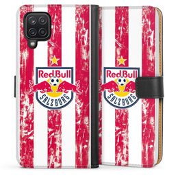 DeinDesign Galaxy A12 Handy Klapph&uuml;lle Handyh&uuml;lle aus Kunst Leder schwarz Flip Case Stripes Fc Red Bull Salzburg Official Licensed Product Sideflip mit langer 