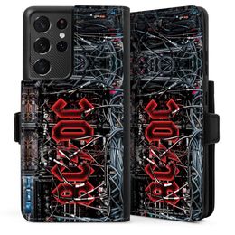 DeinDesign Galaxy S21 Ultra 5G Handy Klapph&uuml;lle Handyh&uuml;lle aus Kunst Leder schwarz Flip Case Merchandise Acdc Official Licensed Product Sideflip mit Lasche