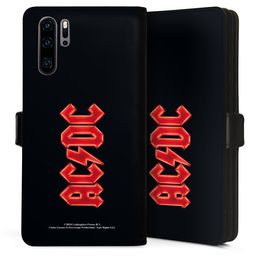 DeinDesign Huawei P30 Pro Handy Klapph&uuml;lle Handyh&uuml;lle aus Kunst Leder schwarz Flip Case Official Licensed Product Acdc Logo Sideflip mit langer Lasche