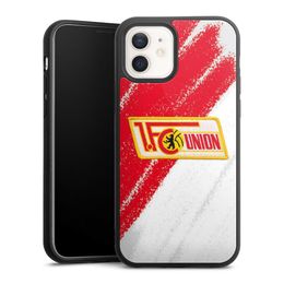 DeinDesign iPhone 12 Handy Gallery Case Handyh&uuml;lle 9H Geh&auml;rtetes Glas R&uuml;ckseite H&uuml;lle Official Licensed Product Logo 1. Fc Union Berlin Gallery Case