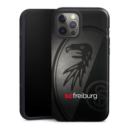 DeinDesign iPhone 12 Pro Max Handy Panzer Handyh&uuml;lle robuste Outdoor H&uuml;lle Schutzh&uuml;lle gl&auml;nzend Official Licensed Product Sc Freiburg Metallic Look Tough Case