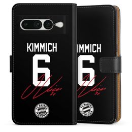 DeinDesign Google Pixel 7 Pro Handy Klapph&uuml;lle Handyh&uuml;lle aus Kunst Leder schwarz Flip Case Fcb Fc Bayern M&uuml;nchen Kimmich Sideflip mit langer Lasche