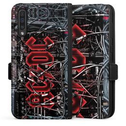 DeinDesign Galaxy A50 Handy Klapph&uuml;lle Handyh&uuml;lle aus Kunst Leder schwarz Flip Case Merchandise Acdc Official Licensed Product Sideflip mit Lasche