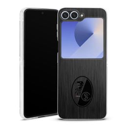 DeinDesign Galaxy Z Flip 6 Handy Hard Case Schutzh&uuml;lle transparent Smartphone Handy H&uuml;lle Metallic Look Sc Freiburg Official Licensed Product Hard Case