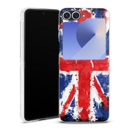 DeinDesign Galaxy Z Flip 6 Handy Hard Case Schutzh&uuml;lle transparent Smartphone Handy H&uuml;lle England Union Jack Flag Hard Case