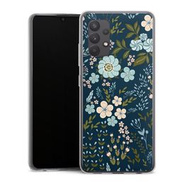 DeinDesign Galaxy A32 4G Handy Silikon H&uuml;lle Case transparent Handyh&uuml;lle Blue Muster Flowers Silikon Case