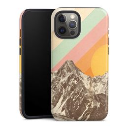 DeinDesign iPhone 12 Pro Max Handy Panzer Handyh&uuml;lle robuste Outdoor H&uuml;lle Schutzh&uuml;lle gl&auml;nzend Sunshine Mountain Retro Tough Case