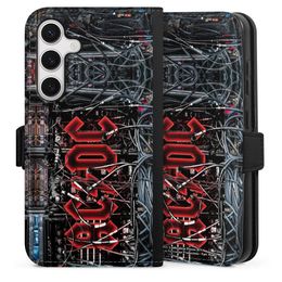 DeinDesign Galaxy S24 Handy Klapph&uuml;lle Handyh&uuml;lle aus Kunst Leder schwarz Flip Case Merchandise Acdc Official Licensed Product Sideflip mit Lasche