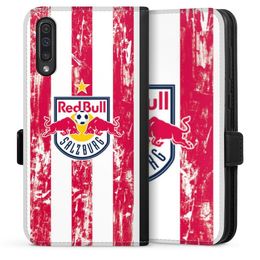 DeinDesign Galaxy A50 Handy Klapph&uuml;lle Handyh&uuml;lle aus Kunst Leder schwarz Flip Case Stripes Fc Red Bull Salzburg Official Licensed Product Sideflip mit Lasche