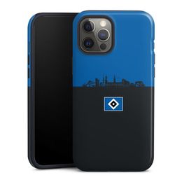 DeinDesign iPhone 12 Pro Max Handy Panzer Handyh&uuml;lle robuste Outdoor H&uuml;lle Schutzh&uuml;lle gl&auml;nzend Hsv Skyline Hamburg Tough Case