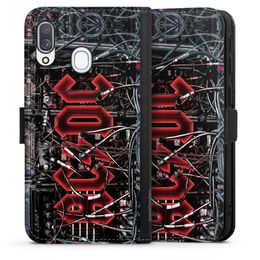 DeinDesign Galaxy A40 Handy Klapph&uuml;lle Handyh&uuml;lle aus Kunst Leder schwarz Flip Case Merchandise Acdc Official Licensed Product Sideflip mit Lasche