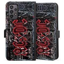 DeinDesign Galaxy A23 5G Handy Klapph&uuml;lle Handyh&uuml;lle aus Kunst Leder schwarz Flip Case Merchandise Acdc Official Licensed Product Sideflip mit Lasche
